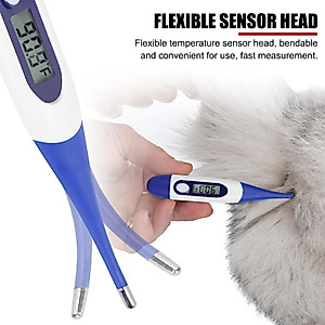 Livestock Pet Thermometer with LED Display Memory Function,Fast Digital Veterinary Thermometer,Flexible Probe for Temperature Measurement for Dogs Cats Horse Cattle (with Battery)