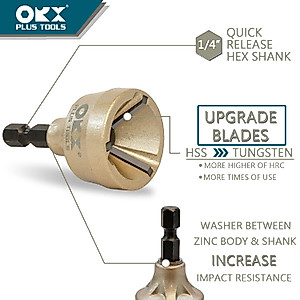 ORX PLUS TOOLS 2 PCS Deburring External Chamfer Tool, with HSS Blade and Tungsten Blade, Deburring Drill Bit, Remove Burr Tools Quick Release Shank Fits for 1/8"-3/4"(3mm-19mm)