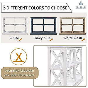 Livavege Console 3-Tier Open Storage, Narrow Sofa Entry Way w/Wood X-Shaped Frame, Entrance Tables for Small Space, Living Room, Entryway, Foyer, Hallway, Office, White