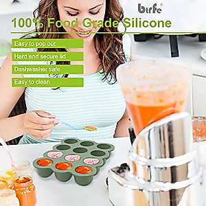 btrfe Baby Food Storage Container, 12 Portions Silicone Baby Food Freezer Tray with Lid, Perfect for Homemade Baby Food Vegetable & Fruit Purees and Breast Milk (Loden Frost Green)