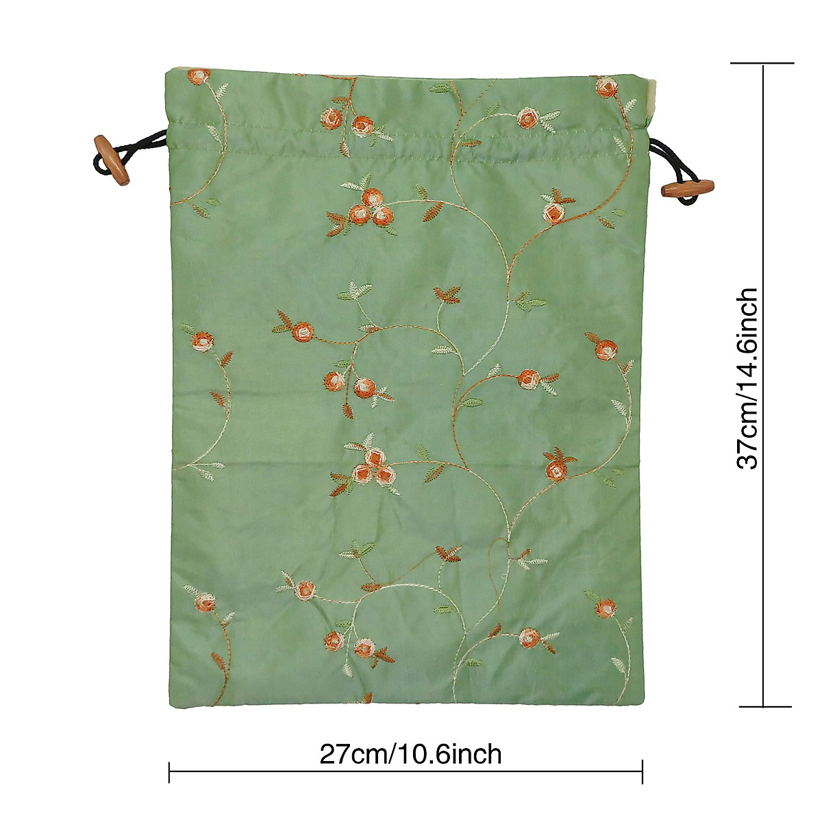 Ouyatoyu 4pcs Embroidered Silk Flower Design Jacquard Travel Bag, Laundry Bags Shoe Bags, Lingerie Bags Underwear Bags for Travel Storage for Men Women Washable Cloth Shoe Bags