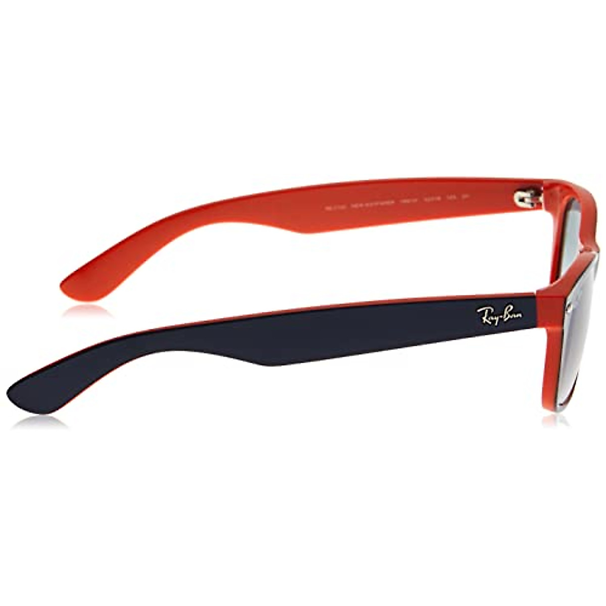 Ray-Ban RB2132 New Wayfarer Square Sunglasses, Blue On Orange/Clear Gradient Blue, 52 mm