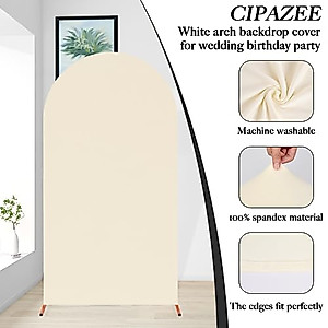 CIPAZEE Beige Arch Backdrop Cover - Beige Wedding Arch Cover Spandex Fitting Round Top Backdrop Arch Stand for Wedding Birthday Party Decoration(Beige,7.2x4FT)