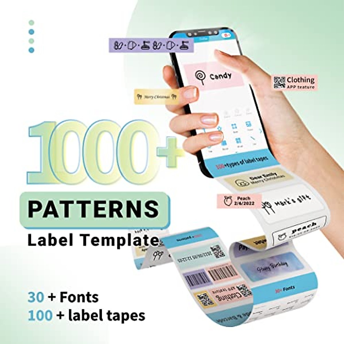 Phomemo Label Maker Machine with Tape, D35 Wireless Bluetooth Labels Maker Portable Mini Label Printer, Easy to Use with Smartphone Small Sticker Labeler Multiple Templates for Home Office organizing