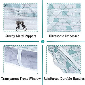 Lifeadhoc Storage Bags, 2 Pack Clothes Storage Bins, Foldable Under Bed Storage Containers, Closet Organizers, with Durable Handles Thick Fabric for Blanket Comforter Clothing Bedding 40L(Green)