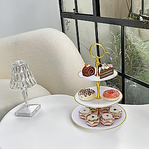 Cupcake Stand, Plastic 3 Tier Cupcake Stand Dessert Plates Cake Fruit Candy Display Tower Reusable Pastry Platter for Wedding Birthday Baby Shower Tea Party Decorations (White - 2 Pack)