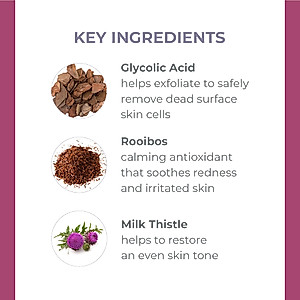 DERMA E Radiance Toner, Soothing Facial Toner with Glycolic Acid and Rooibos, 6 Oz, Daily Exfoliating Toner for Youthful & Radiant Glow, Nourishing & Hydrating Toner for Men and Women