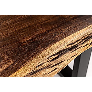 Limari Home Brylee Collection Modern Style Live Edge Solid Acacia Wood Top 6 Persons Dining Table with Metal U-Legs, Brown