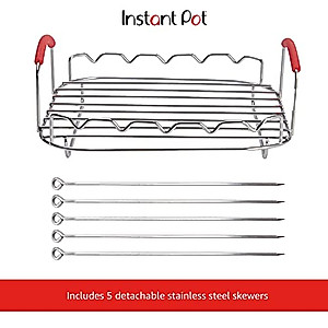 Instant Vortex Official Grill and Lifting Rack with Skewers, 6-Piece, Stainless Steel