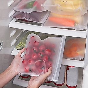 4Pcs/Set Silicone Food Storage Bags, Reusable Silicone Freezer Fresh-Keeping Bag Container