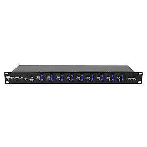 Rockville 1U 15A Rack Mount DJ Pro Audio Power Supply Strip w/USB Charging (RDF9U)
