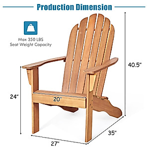 Tangkula Adirondack Chair, Acacia Wood Adirondack Lounger Chair, Outdoor Armchairs with Slatted Seating, Weather Resistant, for Patio Deck Lawn Backyard, Garden Adirondack Furniture (4, Natural)