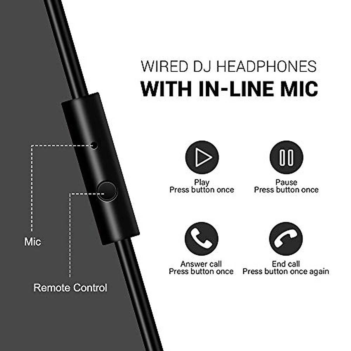 OneOdio Wired Over Ear Headphones Hi-Res Studio Monitor & Mixing DJ Stereo Headsets with 50mm Neodymium Drivers and 1/4 to 3.5mm Audio Jack for AMP Computer Recording Phone Piano Guitar Laptop - Black