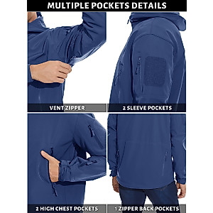 TACVASEN Men's Ski Snow Fleece Jackets Special Ops Military Tactical Pockets Rain Jacket Waterproof Warm Fall Winter Coat Softshell Royal blue 2XL