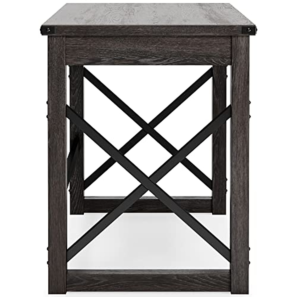 Signature Design by Ashley Freedan Rustic Farmhouse Home Office Desk, Dark Gray