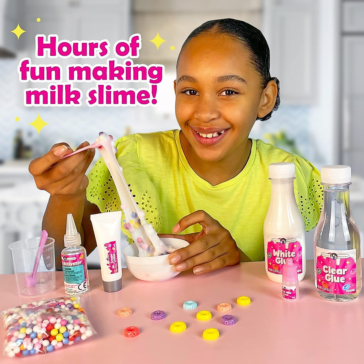 Original Stationery Milky Cereal Crunchy Slime Kit, All in One Slime Cereal Kit to make Really Crunchy Slime, Good Crunchy Slime and Slimes for Girls, Fun Family Activity and Gift Idea