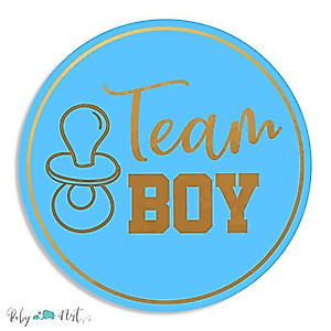 Baby Nest Designs - Gender Reveal Stickers Games Team Boy & Team Girl (80 Pieces) - Perfect Gender Reveal Party Supplies - Gold Foil Stamping - Hand-Drawn Art in The USA - Easy Peel-Off
