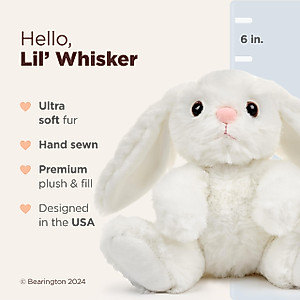 Bearington Lil’ Whisker The Bunny Plush, 6 Inch Easter Bunny Stuffed Animal, Easter Plush Toys