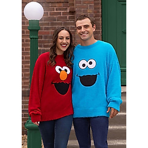 Fun Costumes Sesame Street Cookie Monster Fuzzy Oversized Sweater for Adults | Muppets Pullover Cosplay Clothing & Apparel L Blue