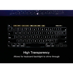 Keyboard Cover Compatible with 2024 MacBook Pro 13 inch M2 A2338 2024 2023-2020 M2 M1 A2338 A2289 A2251 & MacBook Pro 16 inch A2141 2020 2019 Touch Bar & Touch ID Keyboard Protector Skin Cover, Clear