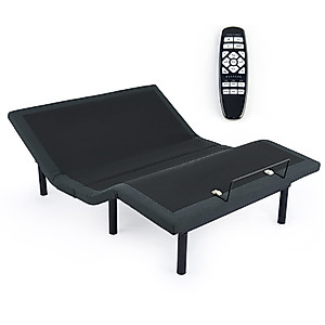 VONLUCE Motorized Bed Frame with Remote Control, Zero Clearance Adjustable Bed Base, Head Foot Incline and Massage Bed Frame with Custom Presets Underbed Lighting and USB Port, 800lb Cap, Queen Size
