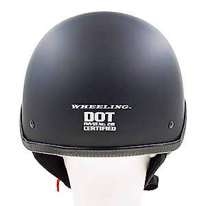 Wheeling Motorcycle Bike Biker ATV Visor Half Open Face Helmet DOT Approved Model 204 (Flat Balck Medium)
