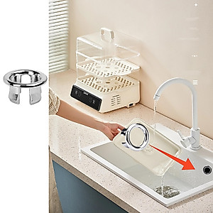 Alovexiong 6 Pack Bathroom Basin Sink Round Hole Trim Chrome Overflow Cover Rings Hole Insert in Cap Hollow Ring Triangle for Hole Diameter Replacement Ceramic Pots for Home,Sink,Bathroom,Kitchen