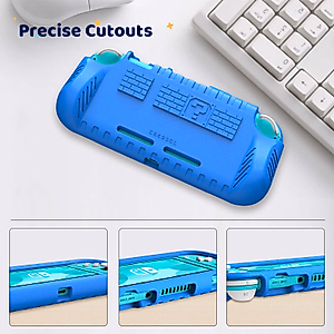 Fintie Kids Case for Nintendo Switch Lite 2019 w/2 Game Card Slots - [Ultralight] [Shockproof] Protective Cover with Ergonomic Grip, Kids Friendly Grip Case for Switch Lite Console, Blue