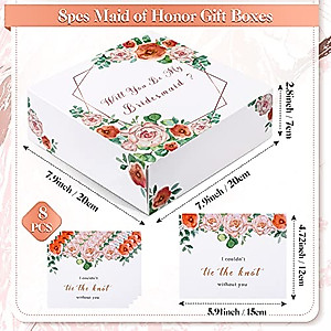 Sepamoon 8 Pack Bridesmaid Proposal Boxes with Pieces Cards, Will You Be My Gift for Bridal Shower, Wedding, Bachelorette Party, Floral Patterned White Box Text