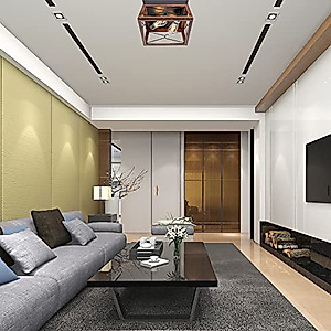 GRUENLICH Semi Flush Mount Ceiling Light Fixture, 2-Light E26 Medium Base, Metal Housing, ETL Rated, Bulbs NOT Included, Square-Wood