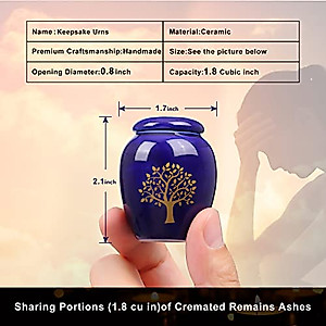 Small Urns for Human Ashes,Mini Urn Set of 5,Beautifully Handmade Ceramic Tree of Life Cremation Urn,for Sharing Adult or Baby Urns for Ashes,Pet Urn.