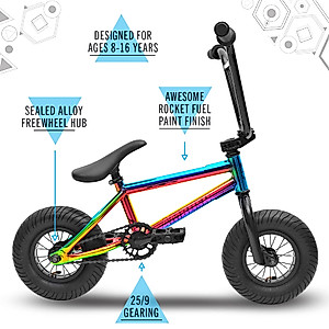 Sullivan Mini BMX Bike with Fixed Saddle | Premium Quality Free Mini BMX with Lightweight 10” Wheels | Suitable for Ages 8+, Perfect for High-Impact Tricks