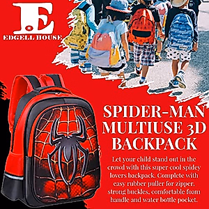 EDGELL HOUSE Children’s Spiderman Backpack and Digital Bracelet Set for Kids Marvel Spidey Backpack with LED Spider-man Bracelet Spiderman cloth School Backpack School bag for boys and girls