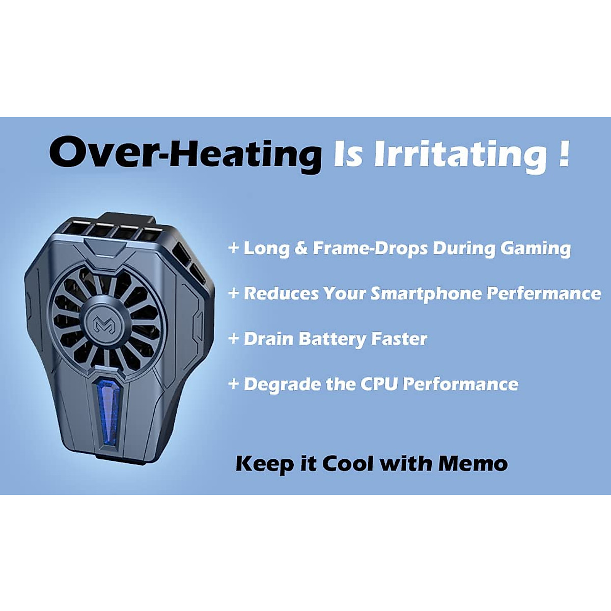 TYROCX Lattest PUBG Mobile Phone USB Cooling Fan Cooler Adjustable Portable Radiator Gaming Holder Heat-Sink for Phone for BGMI Gaming Pubg COD FreeFire With RGB Light(Black)