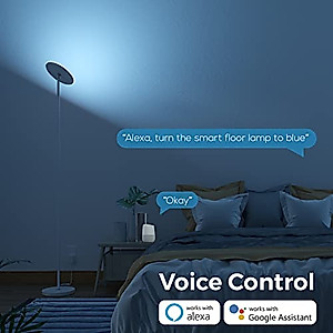 SUNTHIN Smart Floor Lamp, WiFi Standing Lamp Compatible with Alexa & Google Home, 24W RGBW LED Dimmable Torchiere Lamp for Bedroom, Living Room, Office, Reading Room