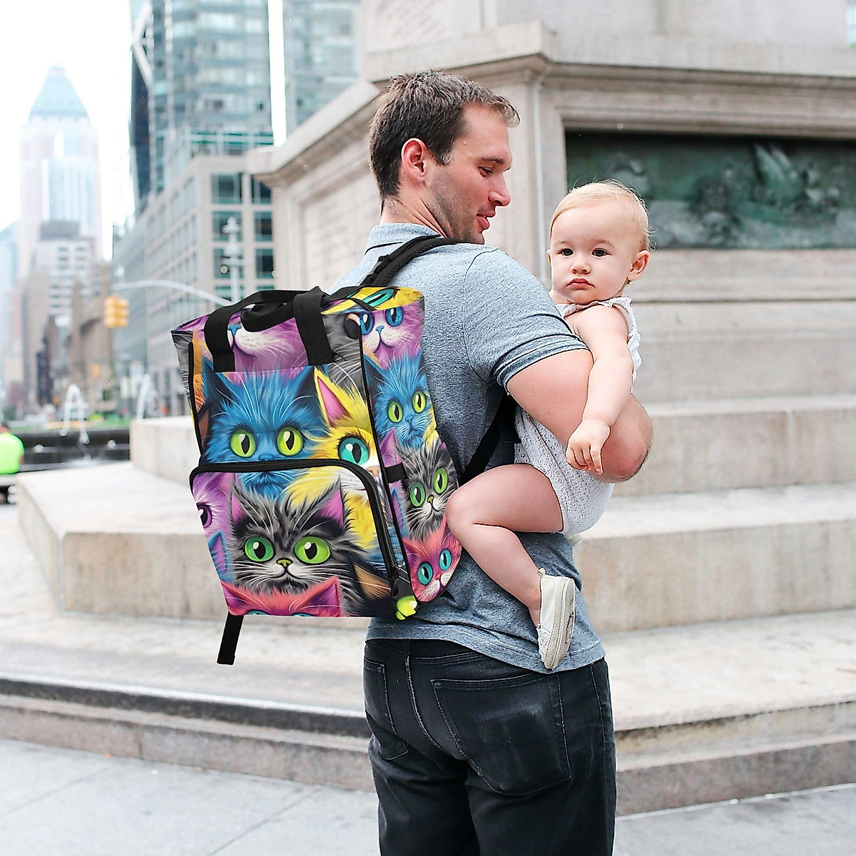 xigua Cute Cats Diaper Bag Backpack Multi Function Baby Changing Bags Waterproof Large Capacity Travel Back Pack for Mom Dad