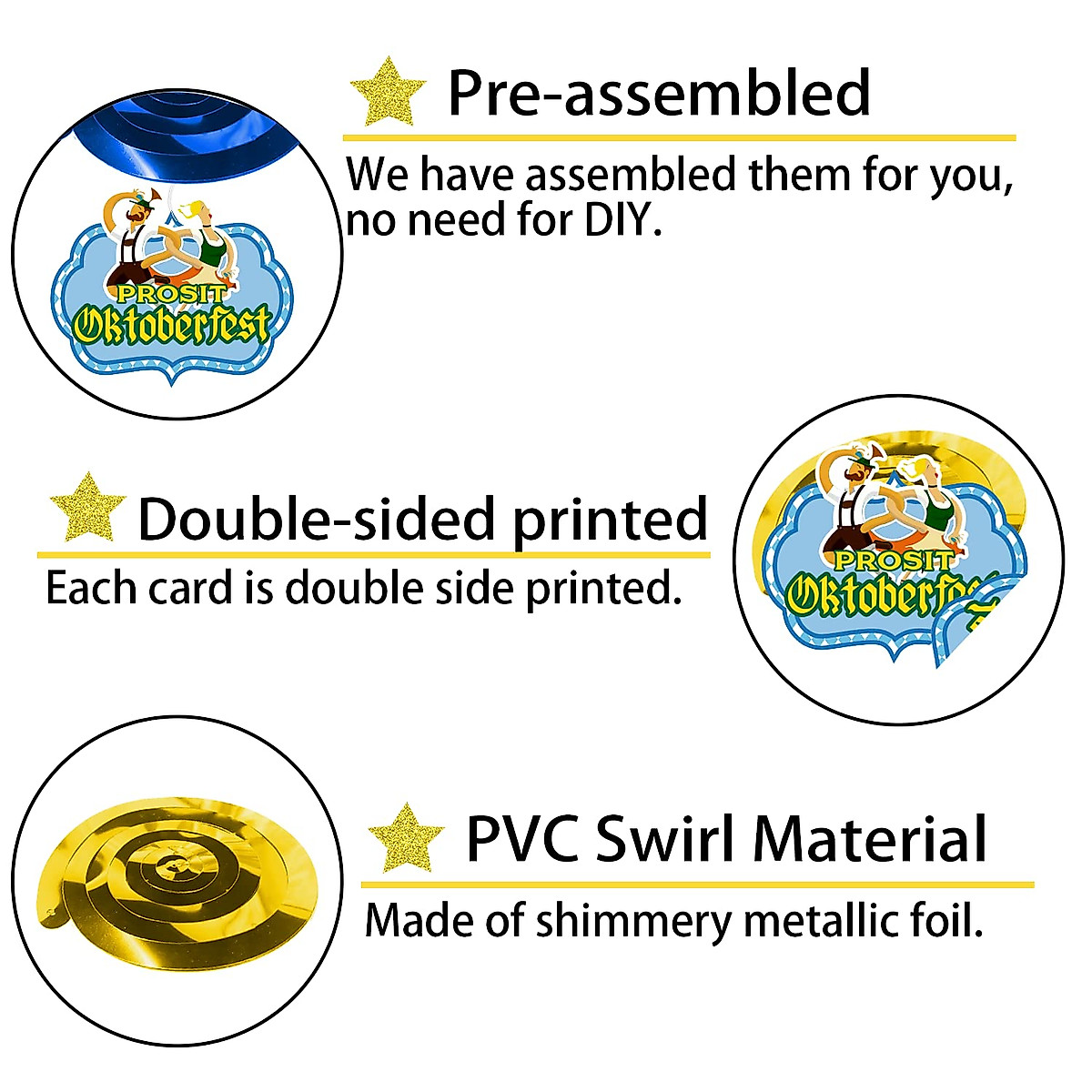 36pcs Oktoberfest Hanging Swirls Decorations, Pre-assembled Oktoberfest Party Decorations, Oktoberfest Party Supplies German Party Decorations for Bavarian Beer Oktoberfest Decorations Party cocomigo