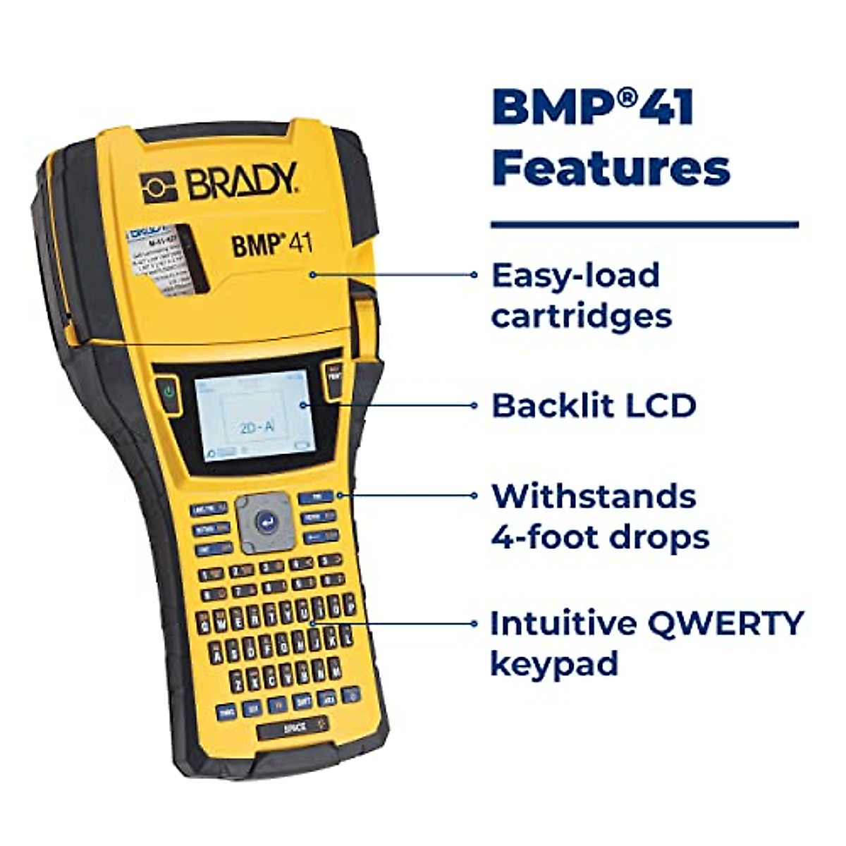 Brady BMP41 Portable Industrial Label Maker with Hard Case, Cable, AC Adapter, B595 Labels, Battery Pack,Yellow/Black