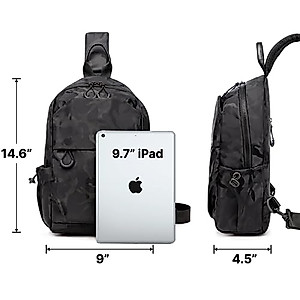 CANTLOR Men Small Sling Bag Crossbody Backpack Travel Daypacks Chest Pack Lightweight Outdoor Shoulder Bag One Strap (991801-Black camouflage)