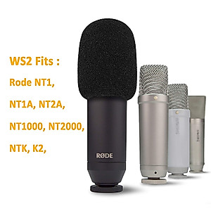 WS2 Microphone Pop Filter/Windscreen Compatible with Rode NT1-A, Procaster, podcaster, NT2-A,K2, NT1000, NT2000and Broadcaster Microphones by SUNMON