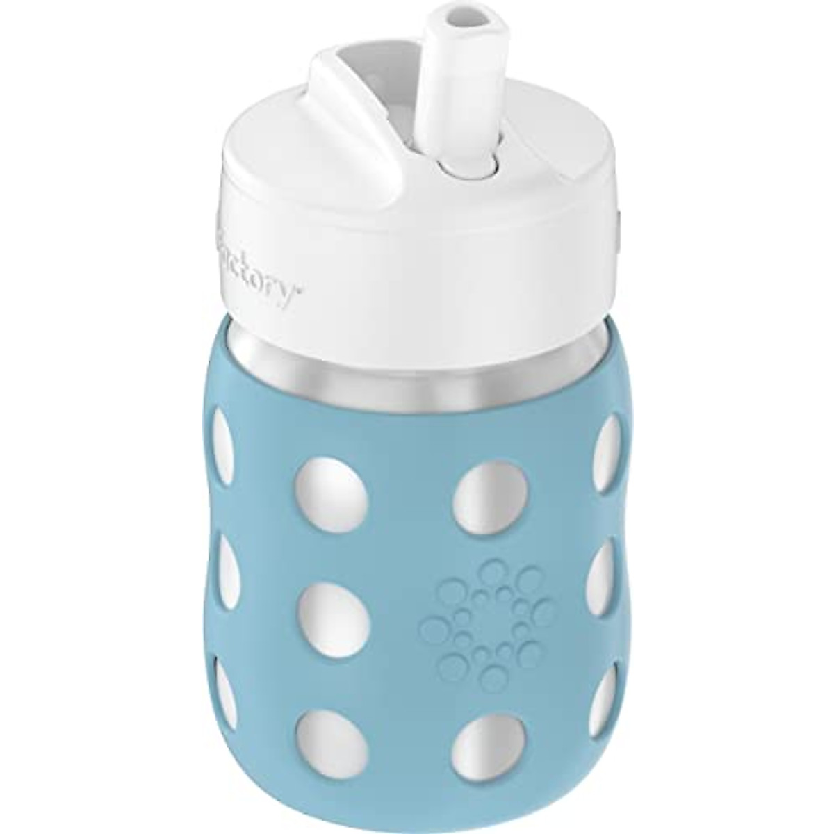 Lifefactory 8-Ounce Stainless-Steel Vacuum-Insulated Wide-Neck Baby Bottle with Straw Cap, Denim (LS2241WDE4)