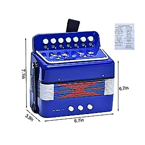 Kids Accordion 10 keys Button Accordian,Musical Toy Instrument,Mini Accordion for Children Beginners (Blue)
