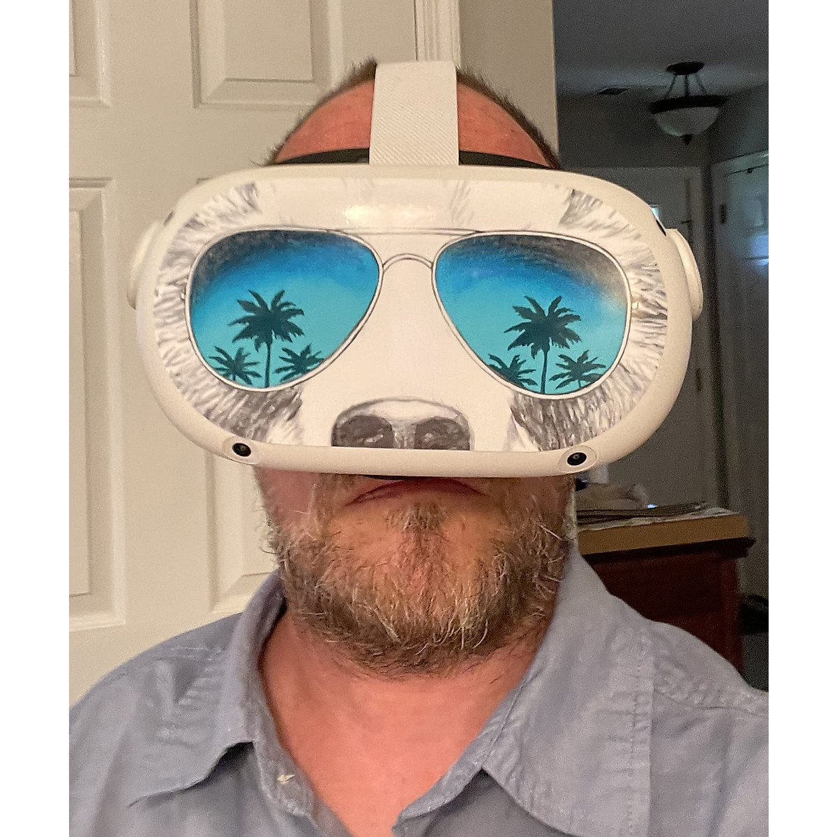 Bear with Sunglasses Decal for Quest 2 VR Headset - Meta/Oculus - Glossy Vinyl Sticker