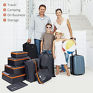 DIMJ Packing Cubes for Suitcases,8 Sets Travel Luggage Organizers for Travel Accessories with Waterproof Shoe Bag and Lightweight Durable Packing Pouches. (Black)