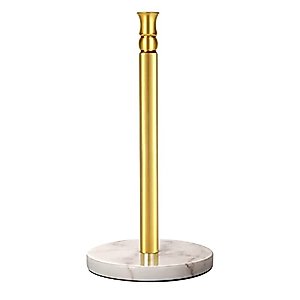 Siwil Paper Towel Holder Stand, One-Handed Ripping Paper Towel Roll Holder Countertop, Heavy Marble Base, NOT Tip Over - (Marble Base, Gold)