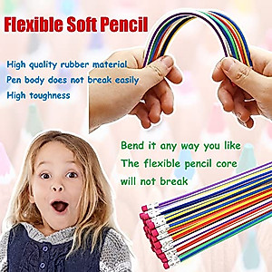 Guuozzli 45 Pack Flexible Soft Pencil,7.1 Inch Magic Bend Pencils,Soft Novelty Pencil with Eraser for Kids Gift Students School Classroom Supplies