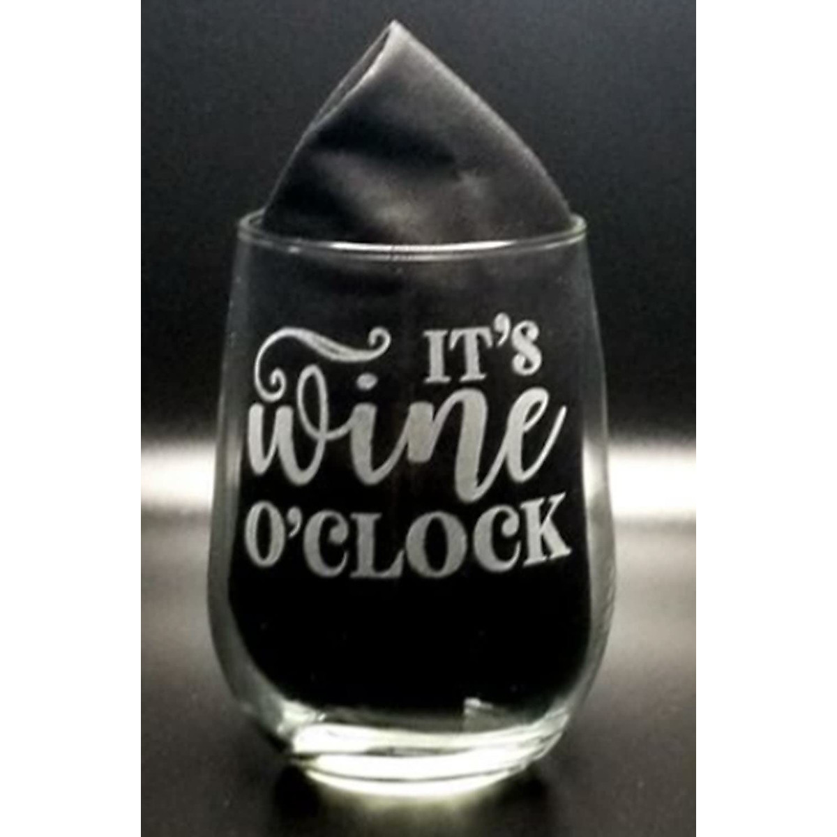 Quilter's Paradise Stemless O' Clock Wine Glass, Clear