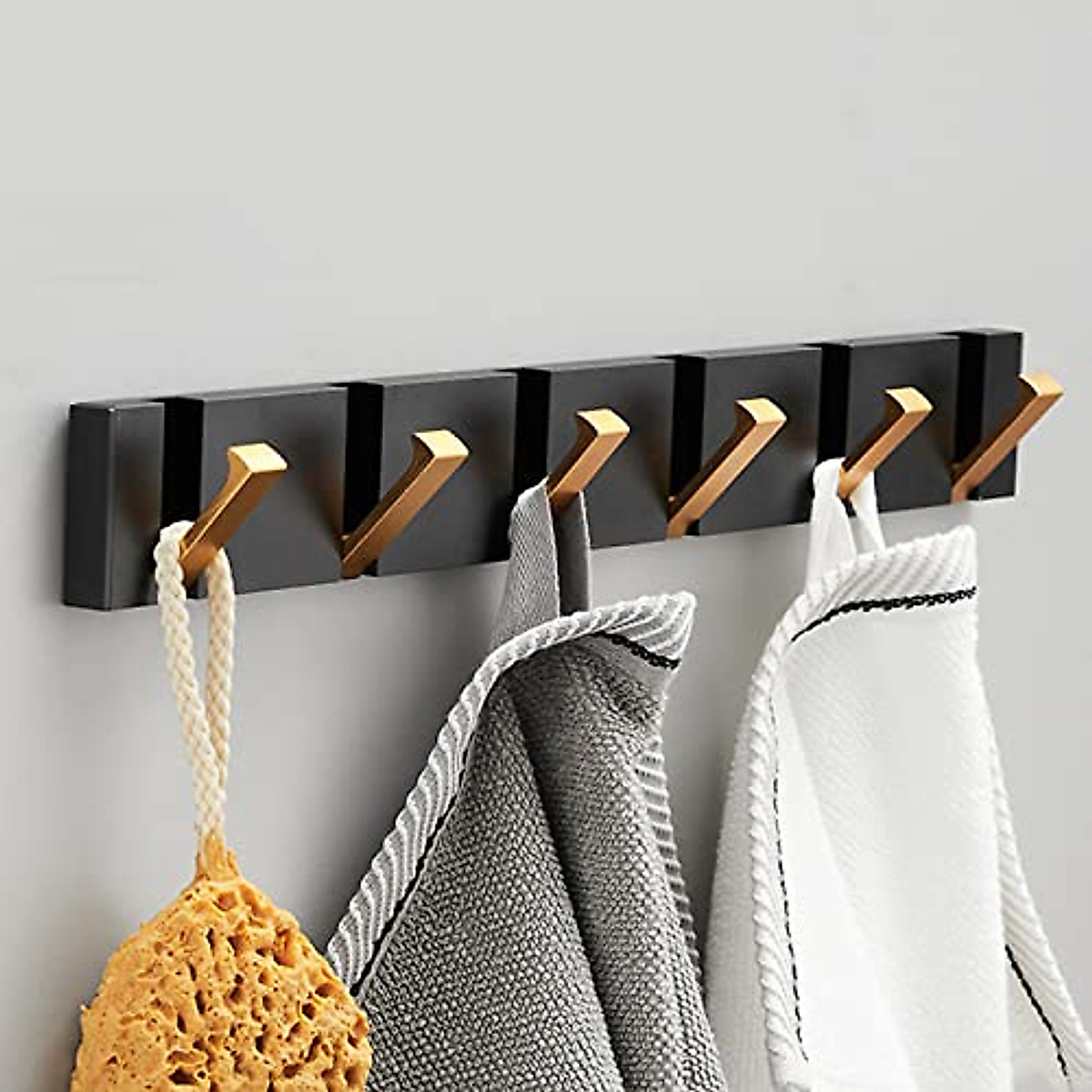 oiakus Wall-Mounted Coat Rack, Aluminum Wall Mounted Folding Hanger, Modern Coat Hook Hook Rack with 6 Hooks, Space Saving Hanger for Hats, Keys,Bag,Towel