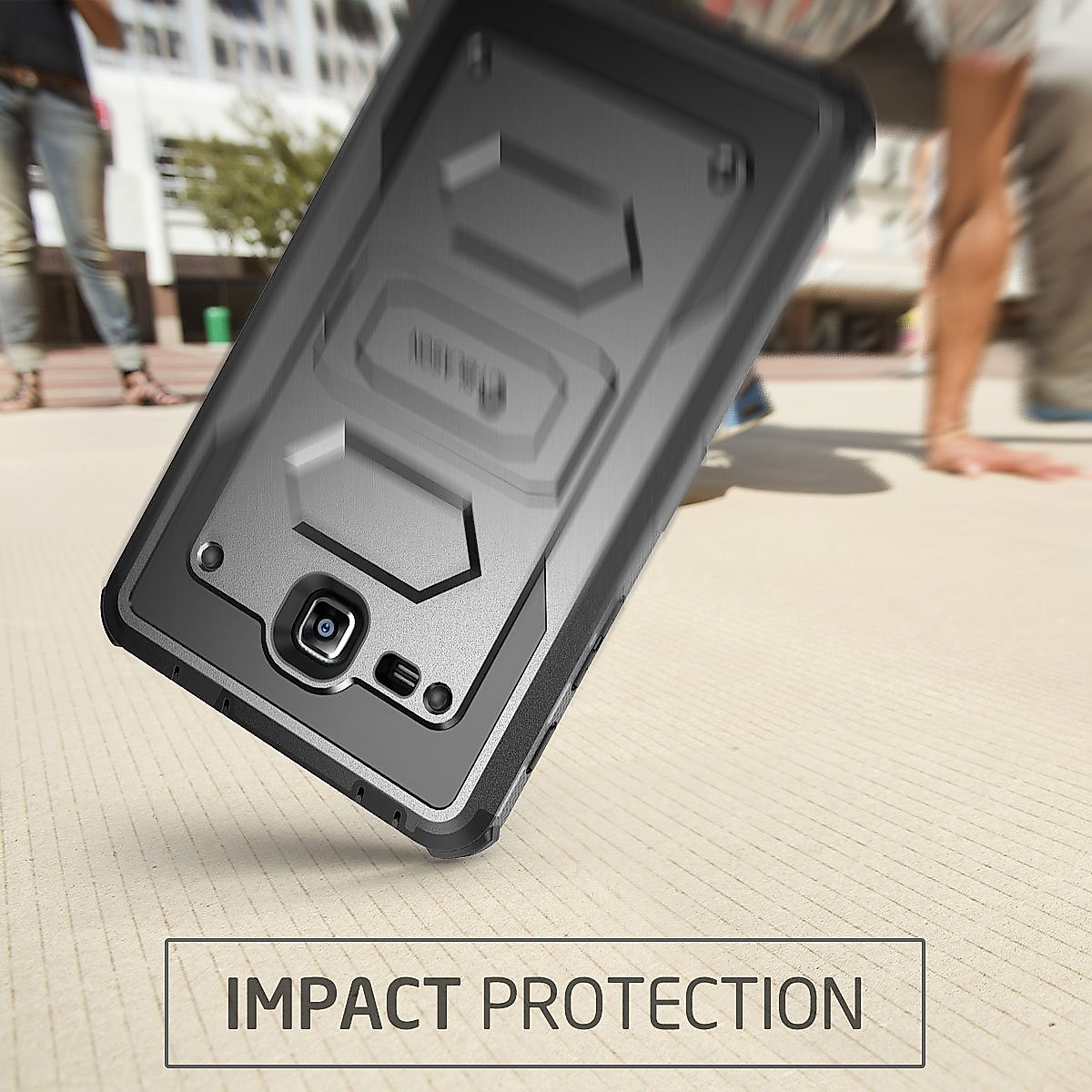 Galaxy Tab A 7.0 Case, Heavy Duty i-Blason Samsung Galaxy Tab A 7 2016 Armorbox Dual Layer Hybrid Full-Body Protective Kickstand Case with Front Cover and Built-in Screen Protector (Black)