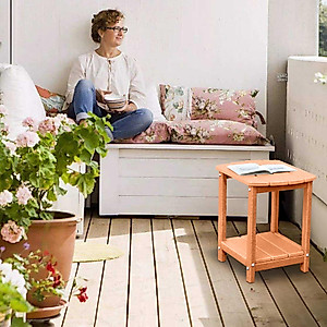 GARDENSTAR Adirondack Square Outdoor Side Table,2-Tier Storage Patio Side Table, HDPE End Tables for Backyard Pool Porch Garden Lawn GoldenYellow